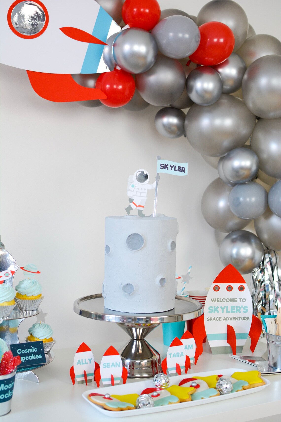 Personalized Space Birthday Party Sign | 3D Rocket Ship Welcome Sign ...