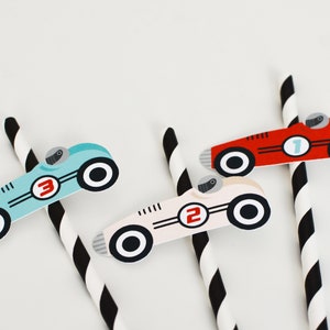 Vintage Race Car Paper Straws | Race Car Party Decorations, Fast One ...