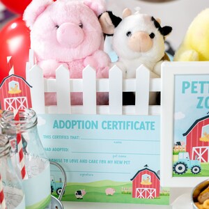 Printable Farm Animal Adoption Certificate,farm Animal Certificate ...