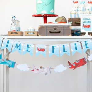 Time Flies Vintage Airplane Garland | Airplane Birthday Banner ...