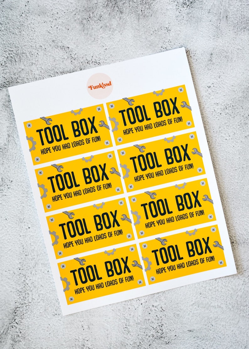 Tool Box Sticker Gift Tags Construction Birthday Party Theme - Etsy