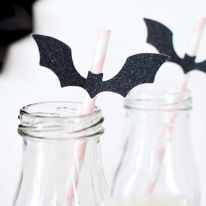 3D Glitter Bat Straws, Halloween Straws, Halloween Decor, Halloween Svg ...