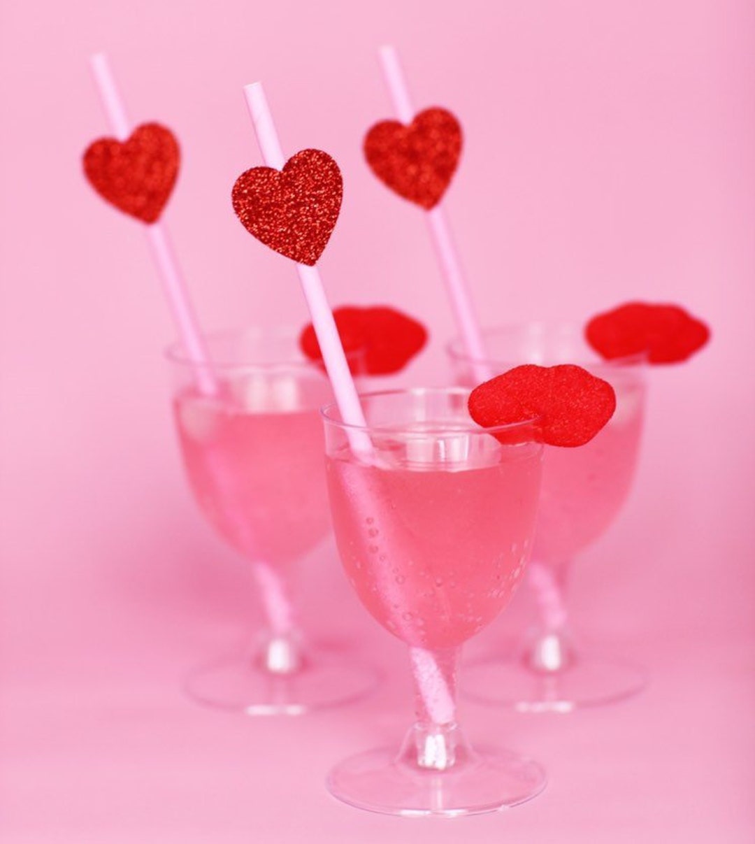 Valentine's Straws, Valentines Day, Heart Straws, Glitter Straws, Pink ...