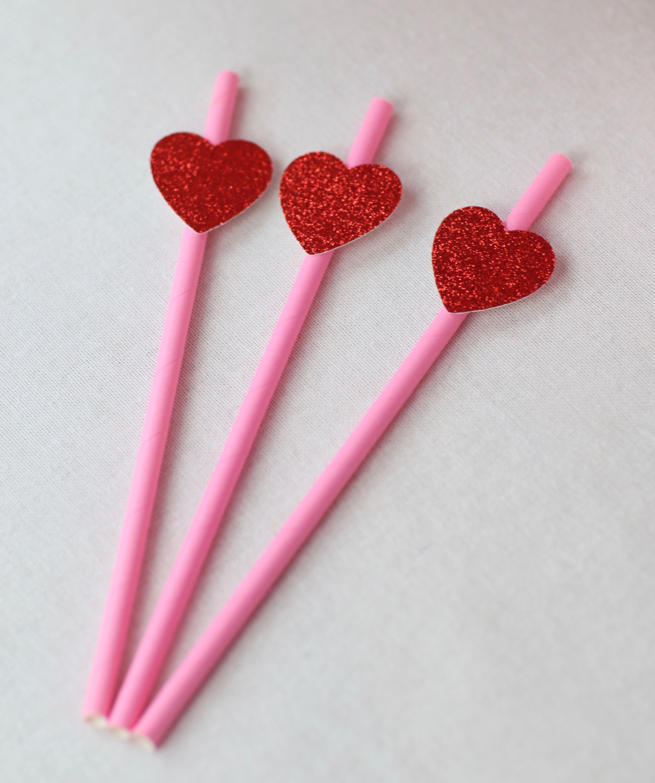 Valentine's Straws, Valentines Day, Heart Straws, Glitter Straws, Pink ...