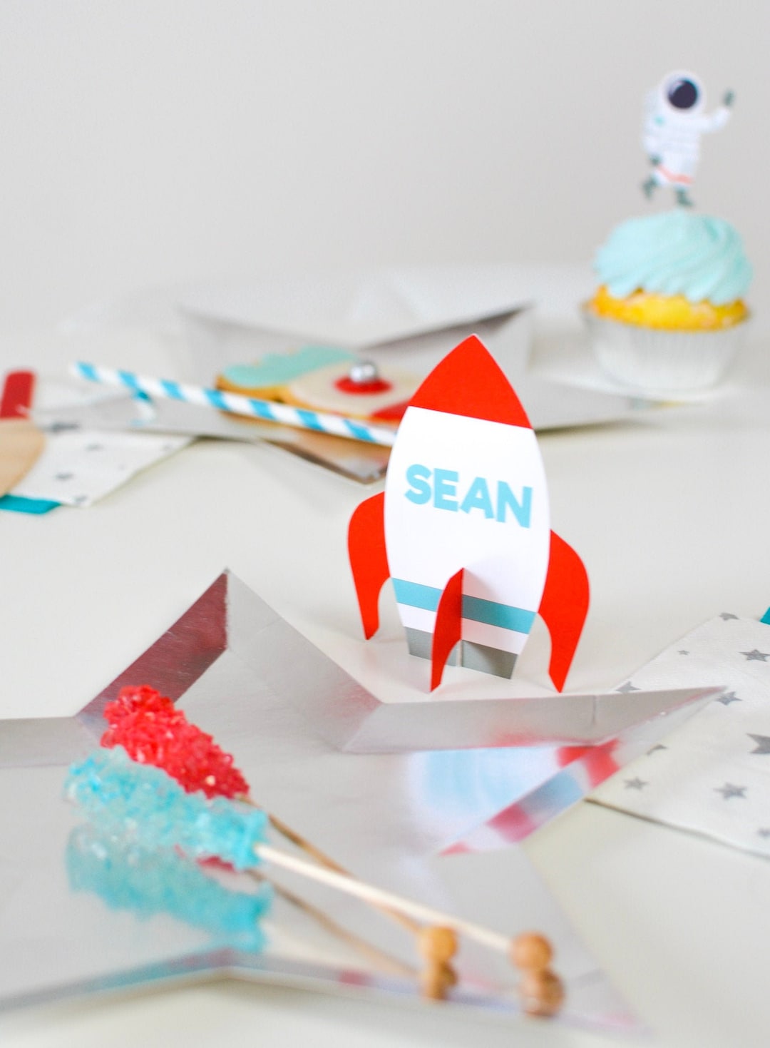 3D Personalized Rocket Ship Place Cards | Custom Name Cards for Kids ...