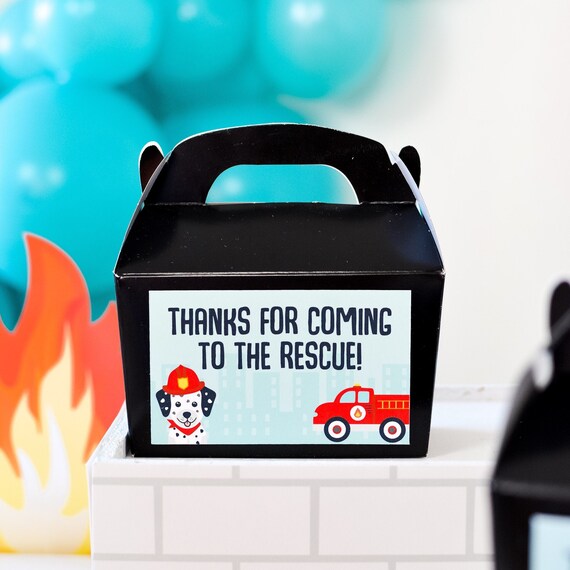 Firetruck Party Sticker Gift Tags, Firetruck Gift Tags, Firefighter ...