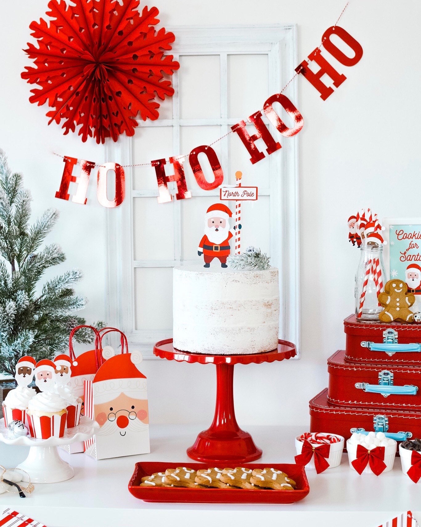 Santa Cake Topper, Santa North Pole Cake Topper, Christmas Cake Topper ...