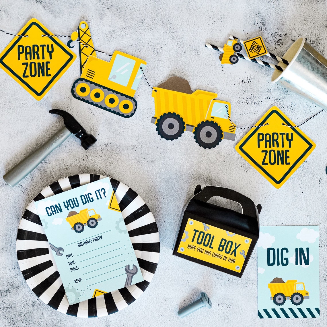 Tool Box Sticker Gift Tags | Construction Birthday Party Favors ...