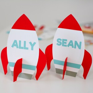 3D Personalized Rocket Ship Place Cards | Custom Name Cards for Kids ...