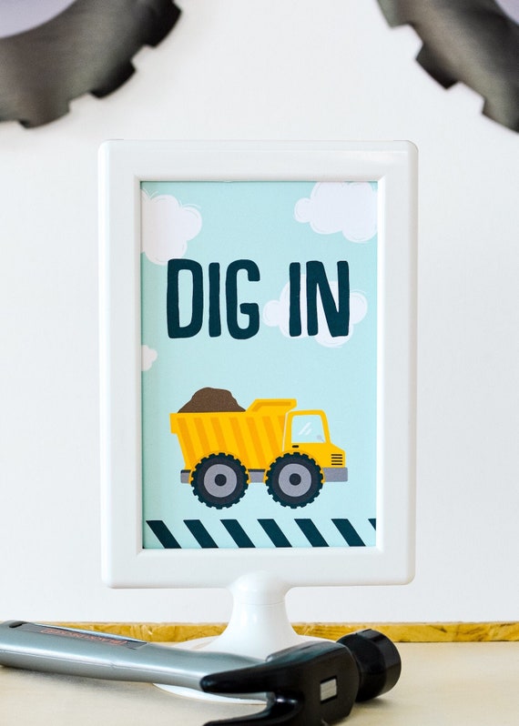 Dig In Construction Party Sign, Construction Birthday Party Theme ...