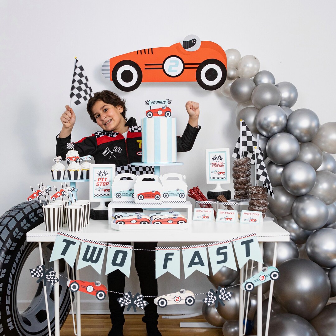 Two Fast Birthday Party Decorations, Race Car Birthday Banner, Race Car ...