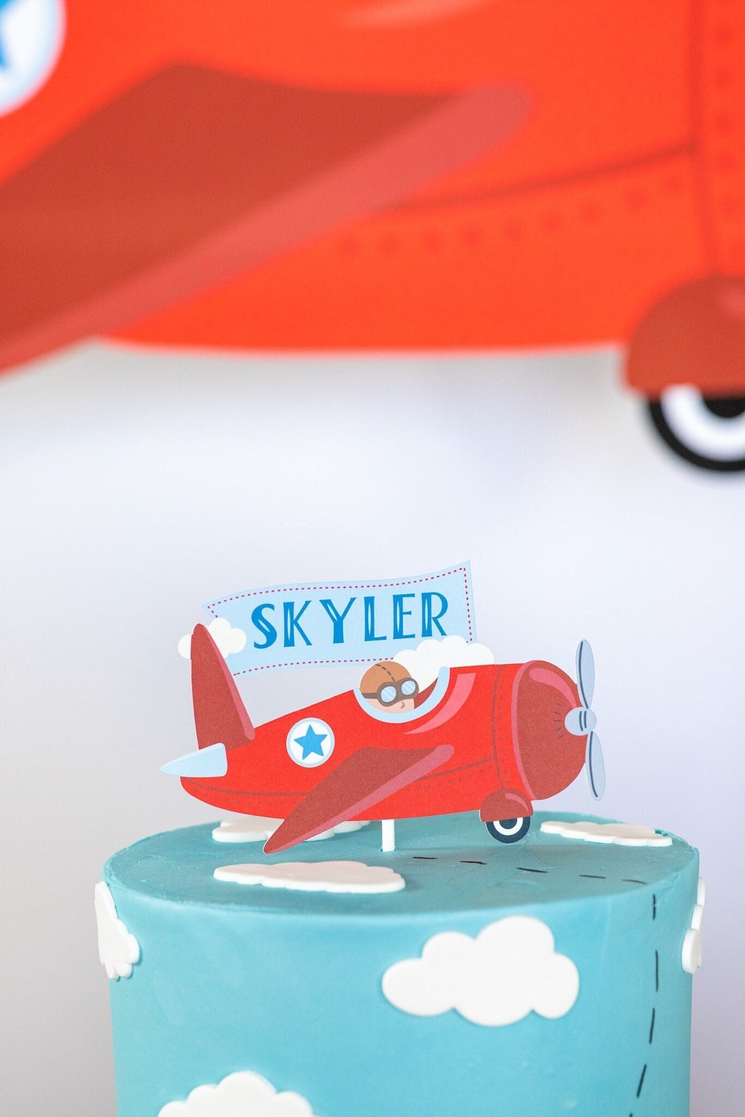 Personalized Vintage Airplane Cake Topper | Airplane Birthday Party ...