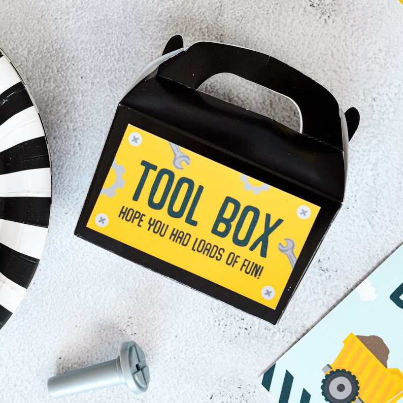 Tool Box Sticker Gift Tags Construction Birthday Party Theme - Etsy