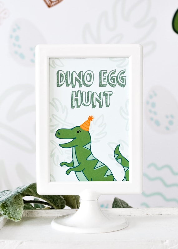 Dino Egg Hunt Party Sign Dinosaur Welcome Sign Three-rex - Etsy