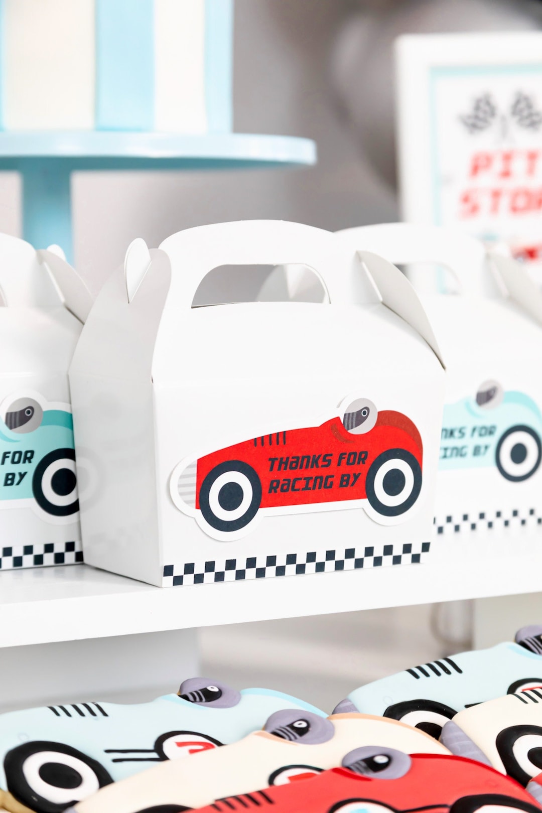 Race Car Sticker Gift Tags, Thank You for Coming, Goody Bags, Two Fast ...