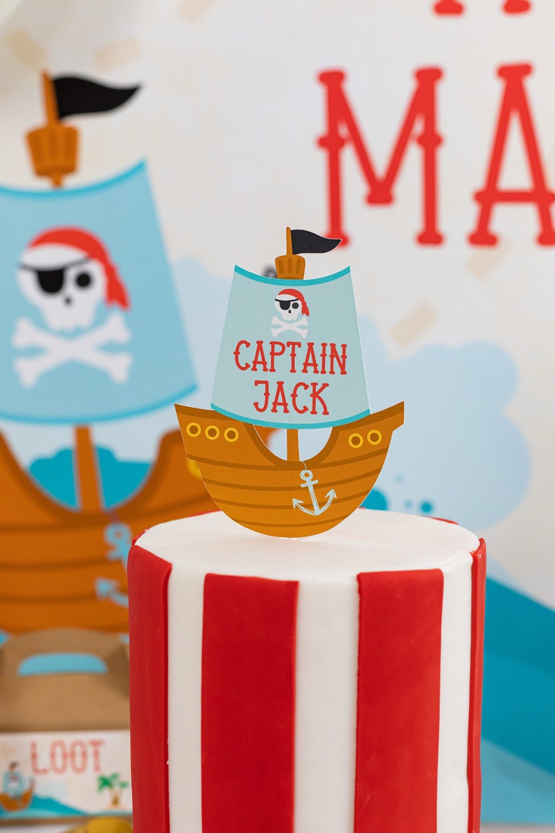 Personalized Pirate Ship Cake Topper Pirate Birthday Party | Etsy
