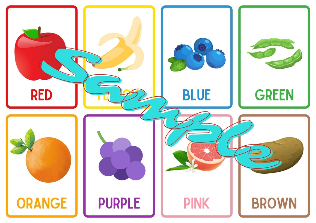 Fruit and Veggie Color Flash Cards - Etsy