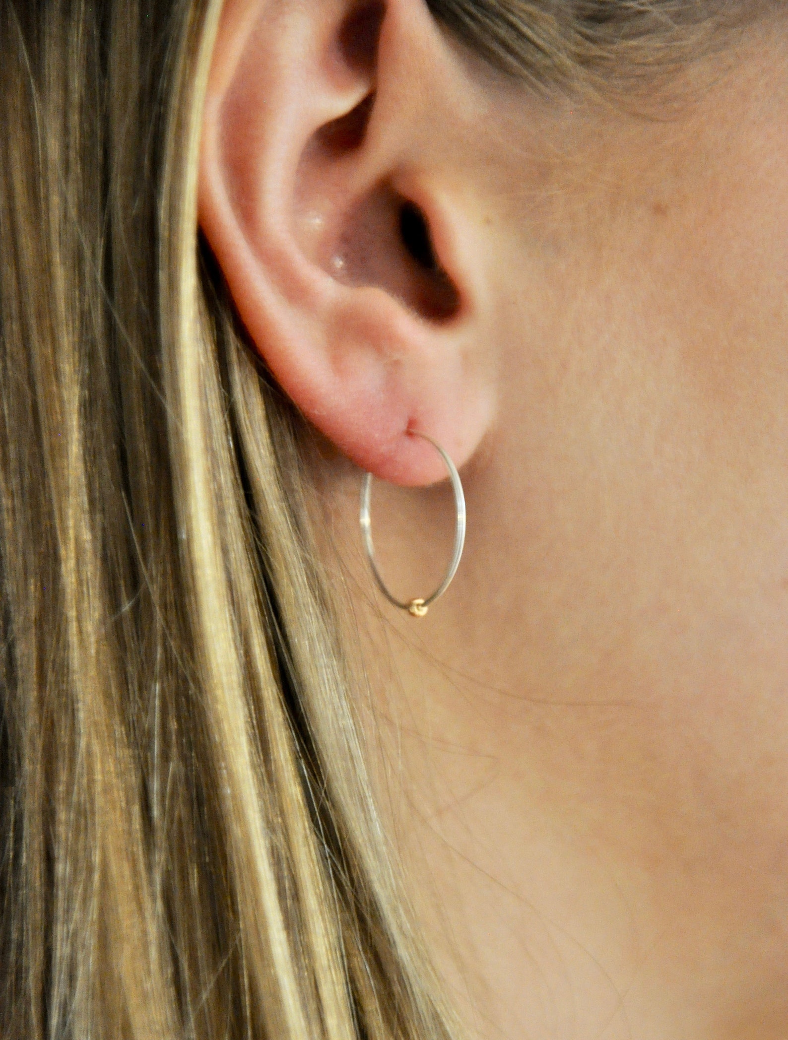 Sterling Silver Hoops With Rose Gold Accent Silver Hoops - Etsy