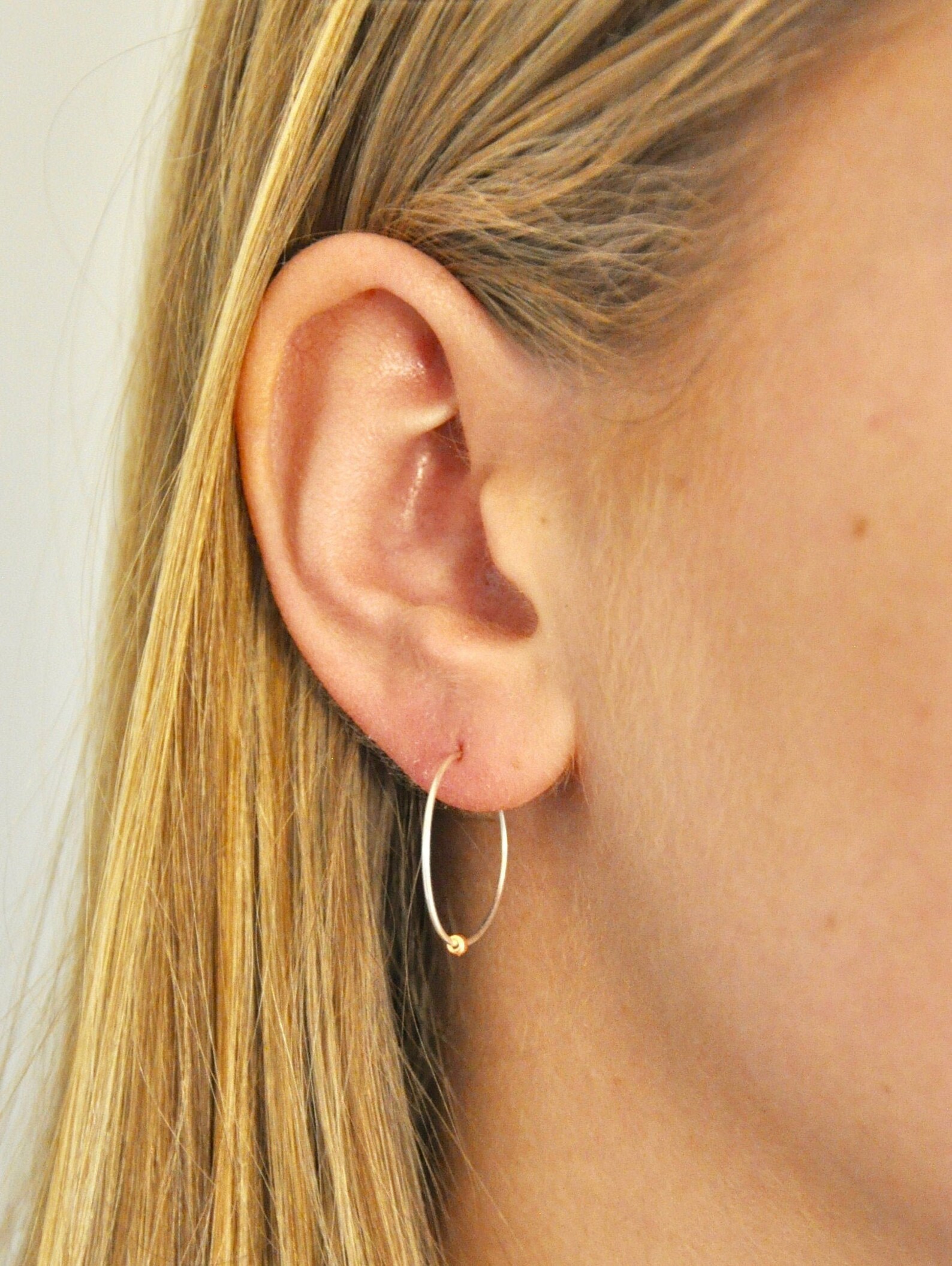Sterling Silver Hoops With Rose Gold Accent Silver Hoops - Etsy