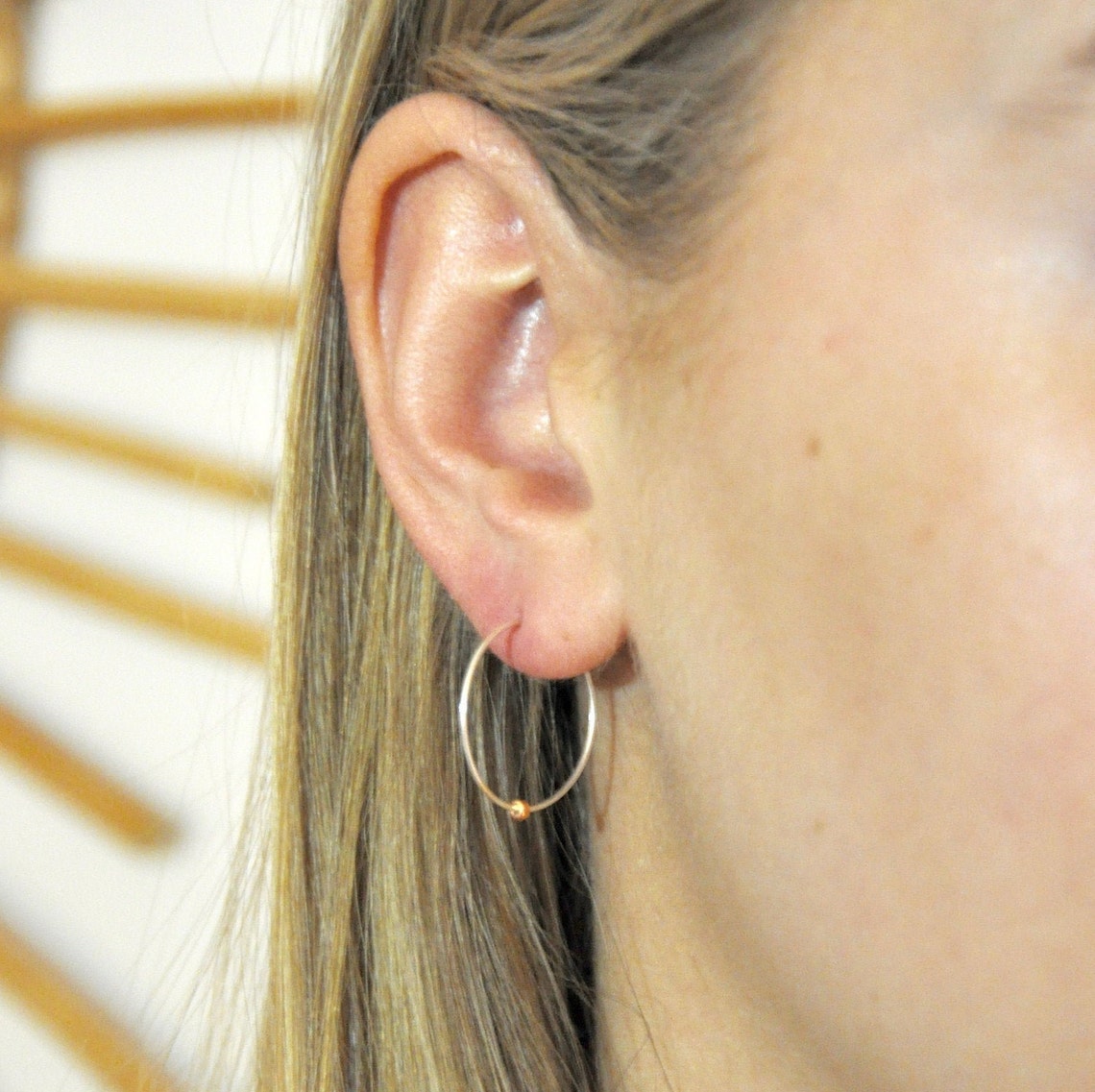 Sterling Silver Hoops With Rose Gold Accent Silver Hoops - Etsy