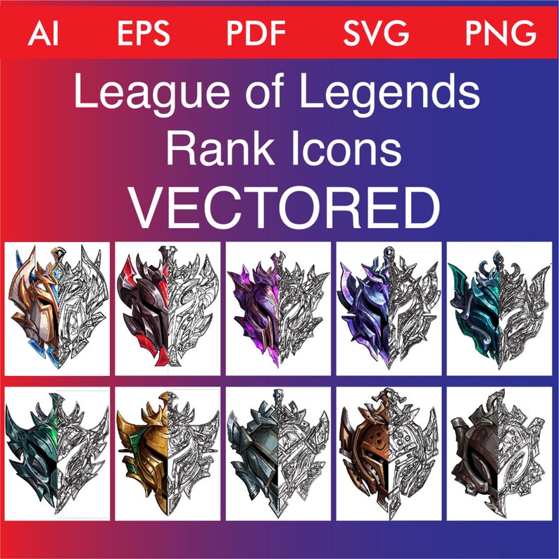 League of Legends Vector Rank Icons, Complete Set in Pdf, Svg, Png, Ai ...