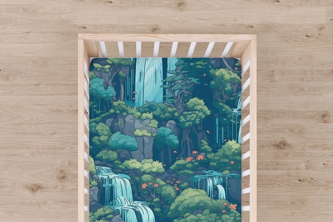 Manga Style Waterfall Jersey Fitted Crib Sheet - Etsy