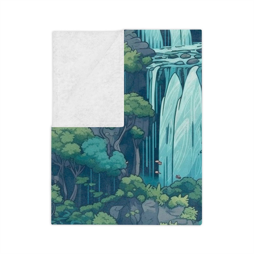 Manga Style Waterfall Velveteen Minky Blanket - Etsy
