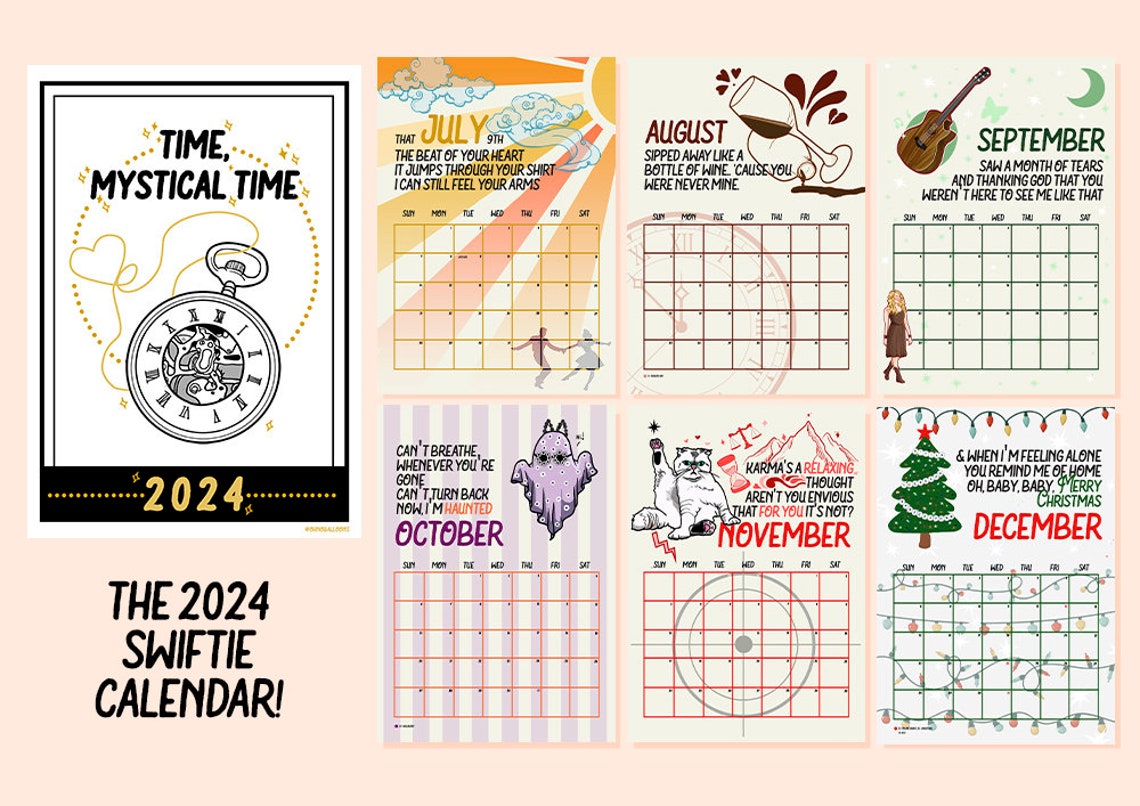 Printable Swiftie 2024 Calendar Unofficial Taylor Swift Calendar - Etsy