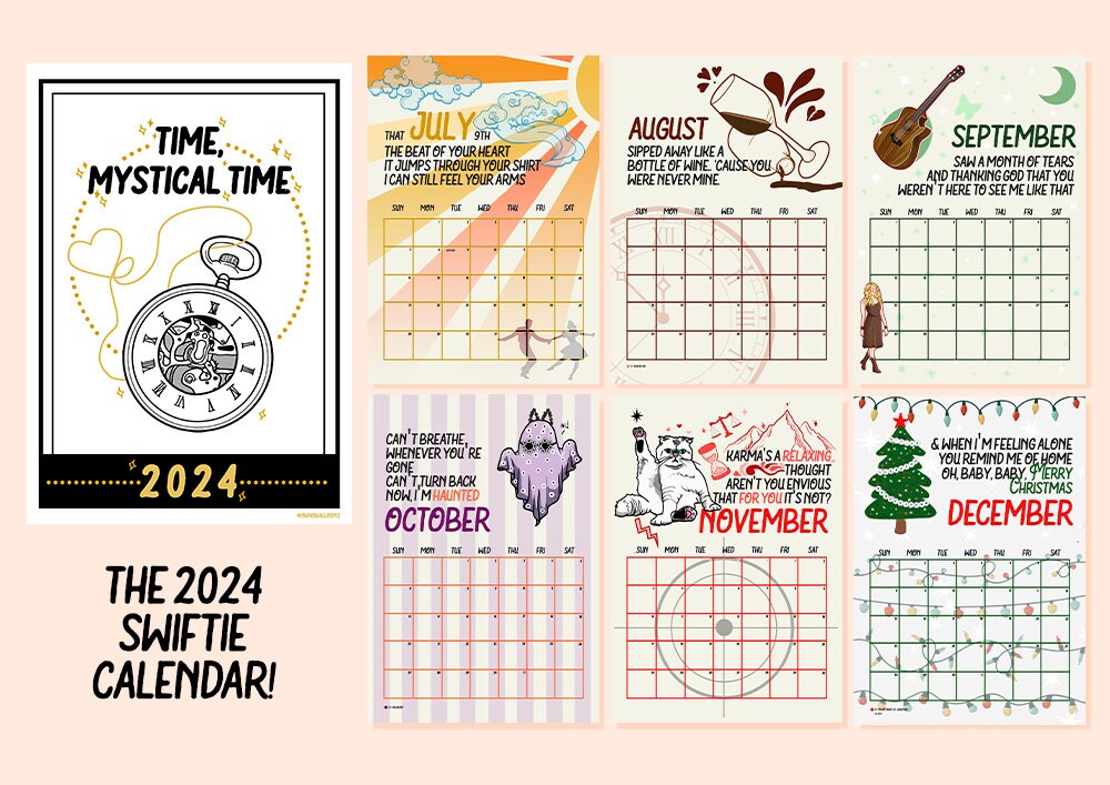 Printable Swiftie 2024 Calendar | Unofficial Taylor Swift Calendar - Etsy