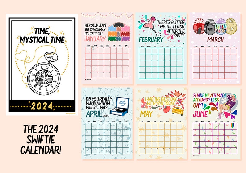 Printable Swiftie 2024 Calendar | Unofficial Taylor Swift Calendar - Etsy