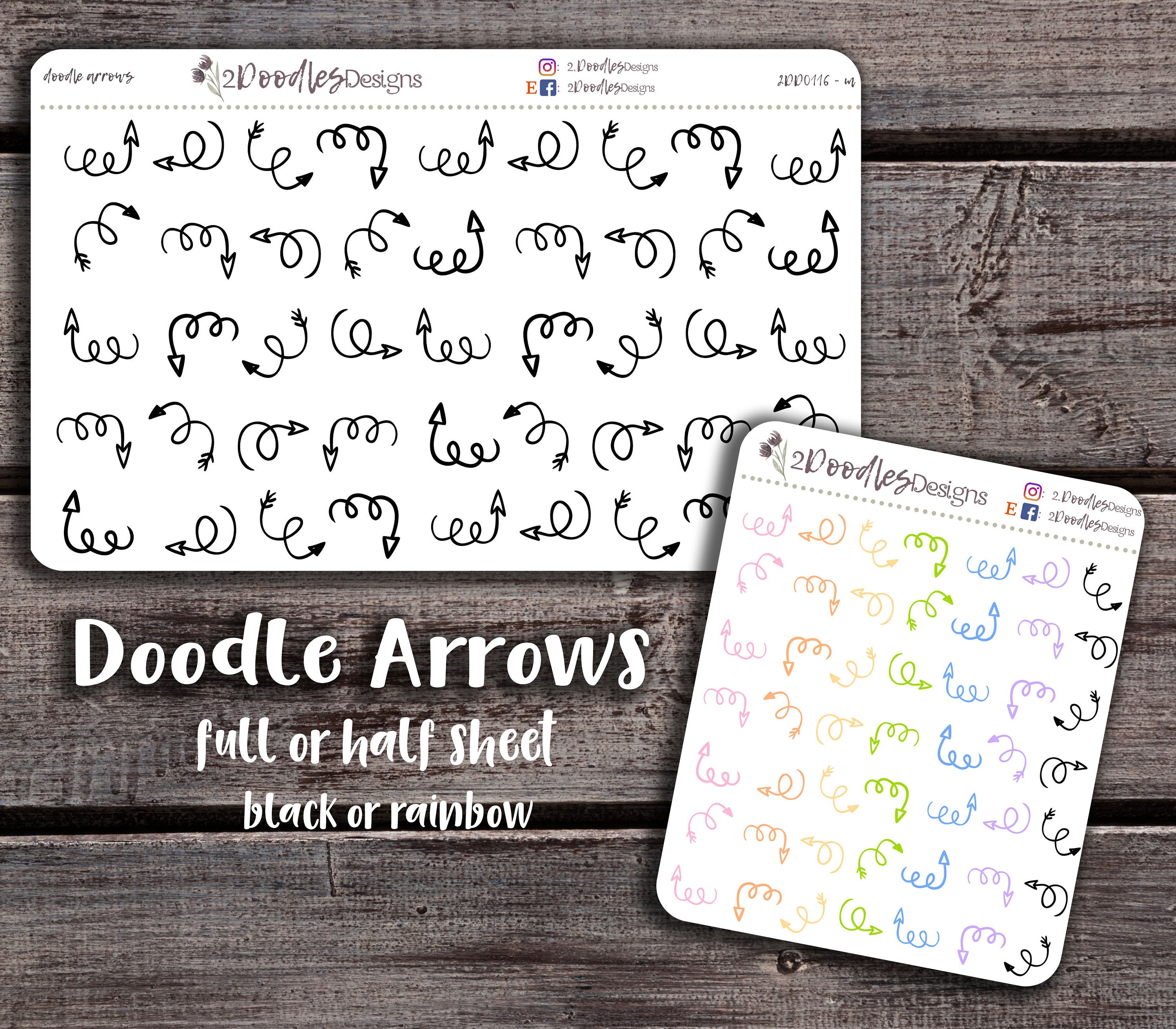 Craft Supplies & Tools Bullet Journal Stickers Doodle Arrows Stickers ...