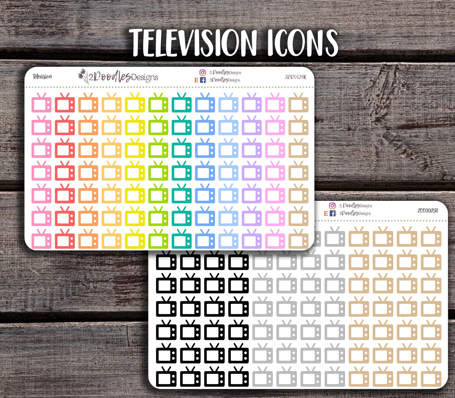 84 TV Stickers Television Sticker Erin Condren Stickers - Etsy
