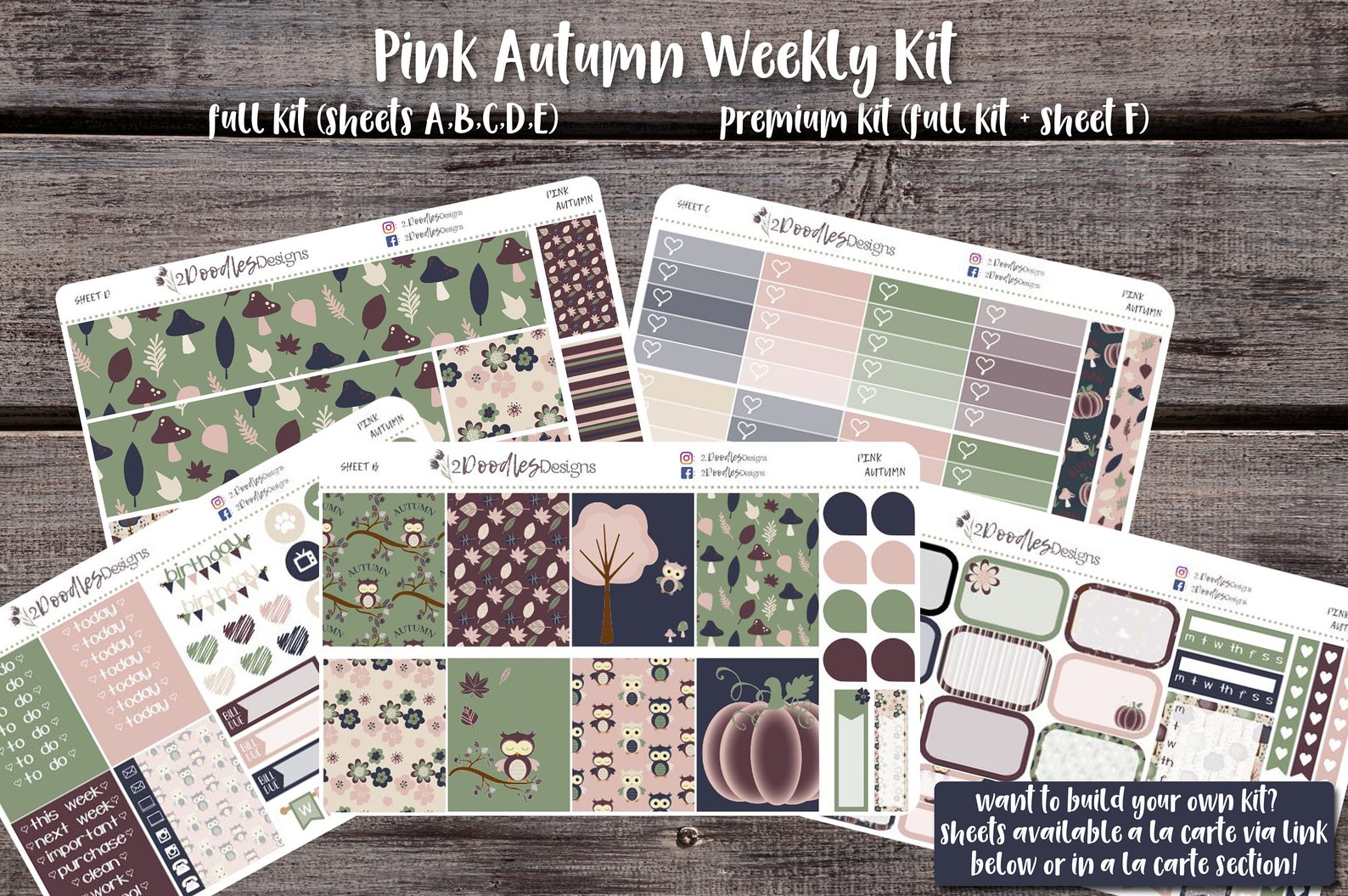 Pink Autumn Weekly Sticker Kit Fall Stickers Planner | Etsy