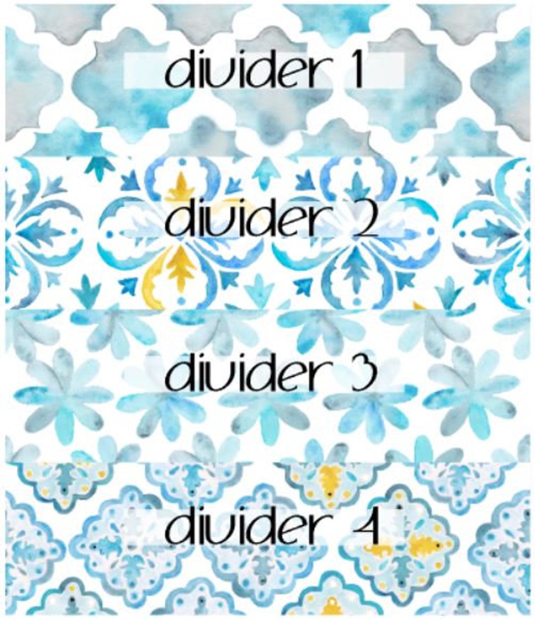 Planner Sticker Binder Dividers Personalized Binder Dividers Watercolor ...