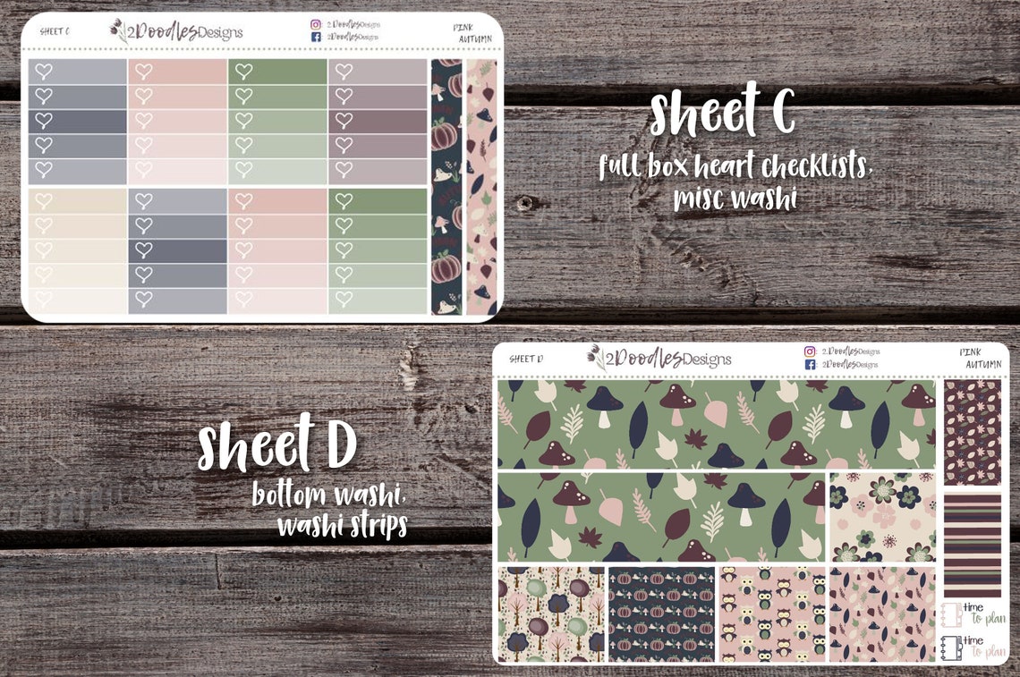 Pink Autumn Weekly Sticker Kit Fall Stickers Planner | Etsy