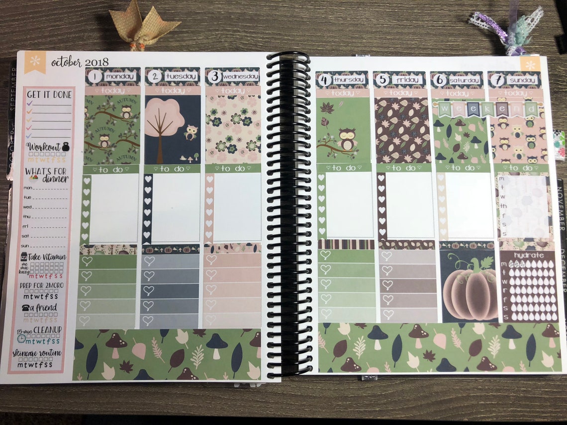 Pink Autumn Weekly Sticker Kit Fall Stickers Planner | Etsy