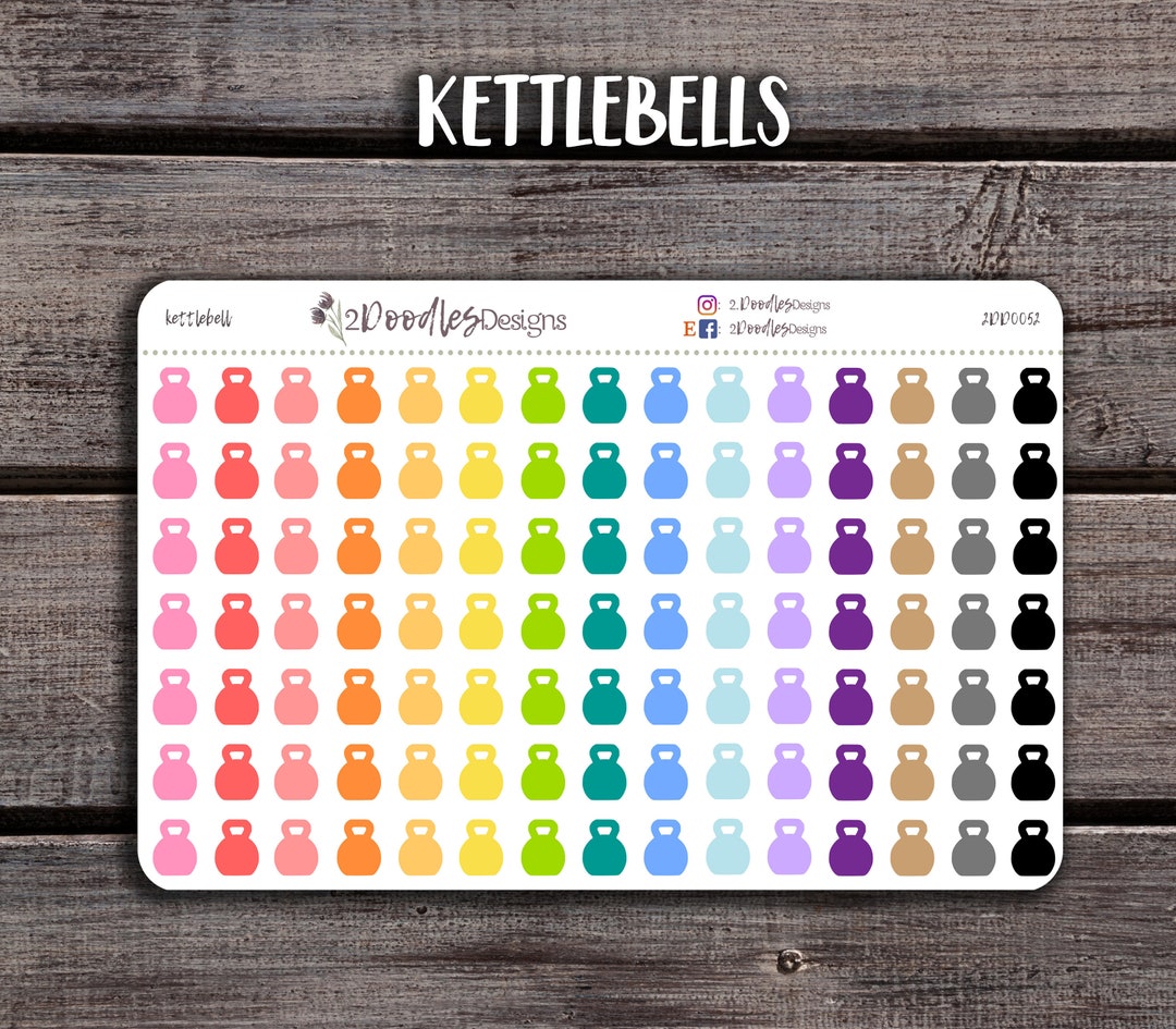 105 Kettlebell Stickers Fitness Sticker Health Sticker Erin Condren ...
