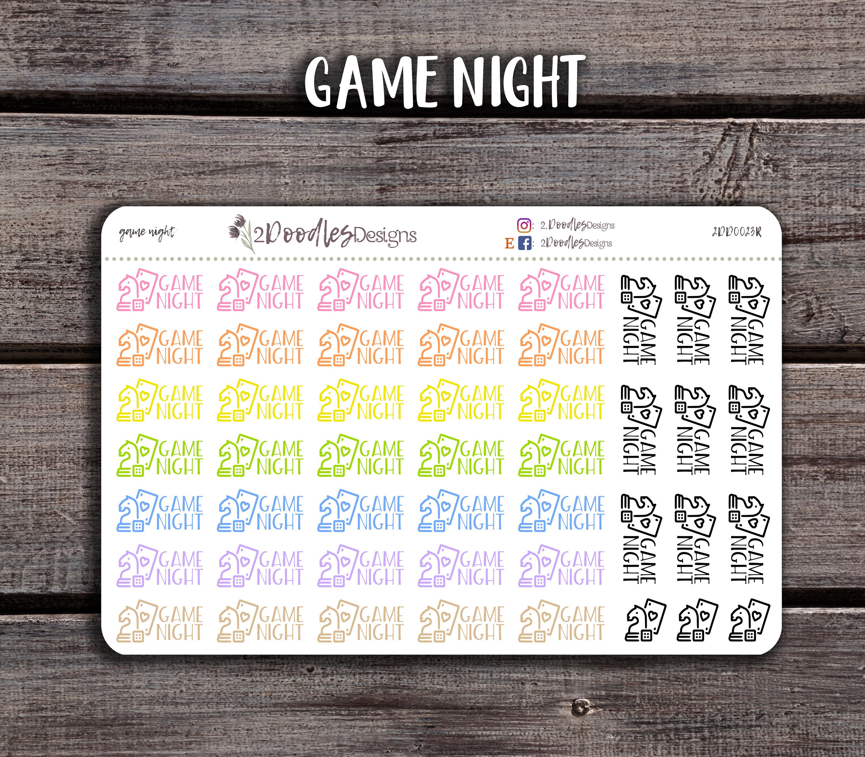 44 Game Night Stickers Activity Stickers Erin Condren Stickers Planner ...
