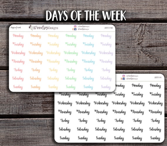 42 Days of the Week Stickers Erin Condren Stickers Planner | Etsy