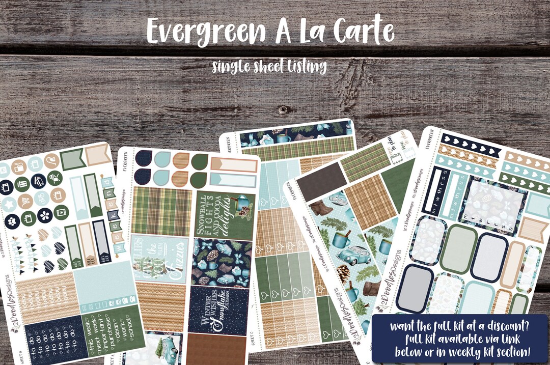 Evergreen Weekly A La Carte Single Sticker Sheets Planner Stickers Erin ...