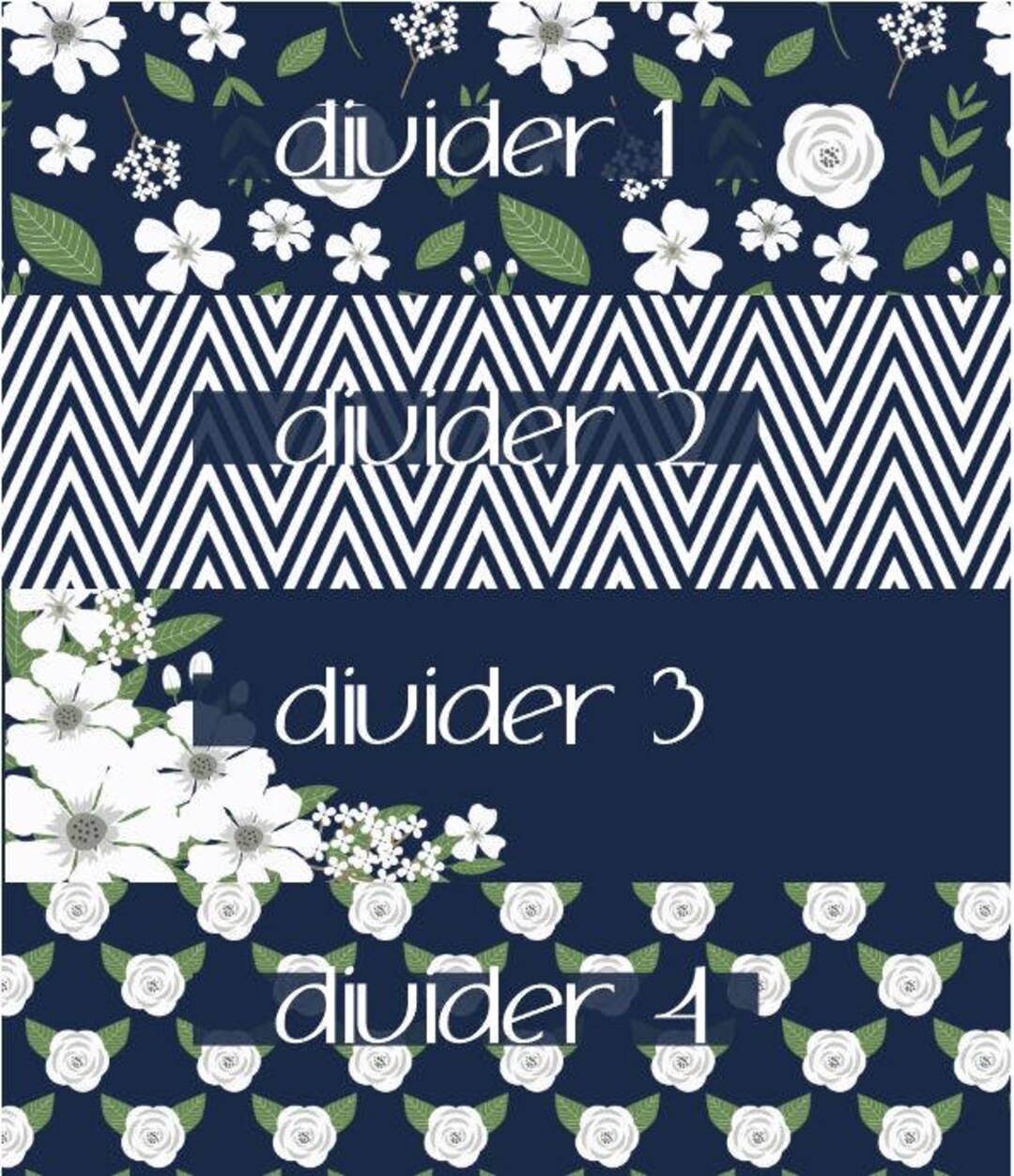 Planner Sticker Binder Dividers Personalized Binder Dividers Navy Bloom ...