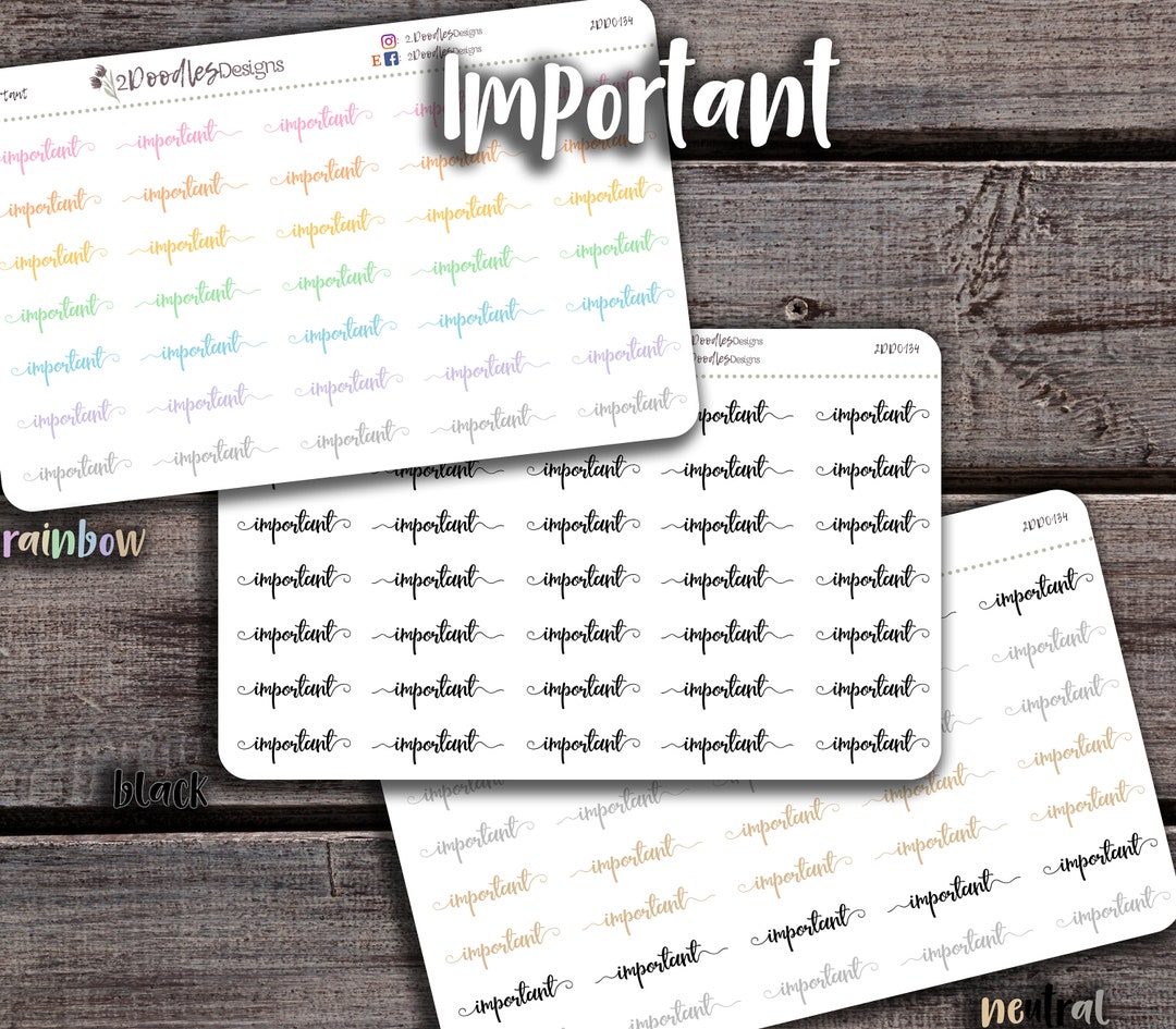 Important Stickers Script Stickers Erin Condren Sticker Calendar ...