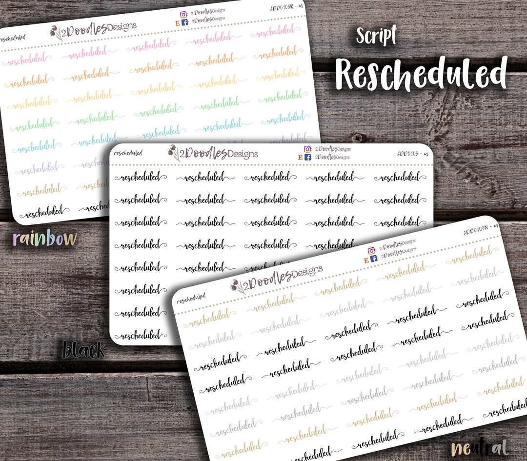 Rescheduled Stickers Script Stickers Erin Condren Sticker Calendar ...