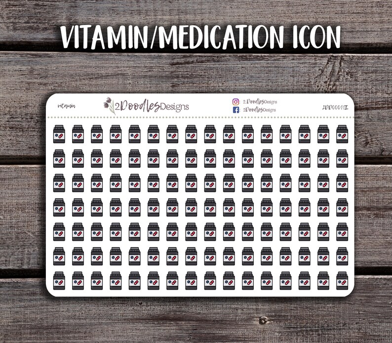 112 Vitamin Stickers Medication Tracker Erin Condren - Etsy