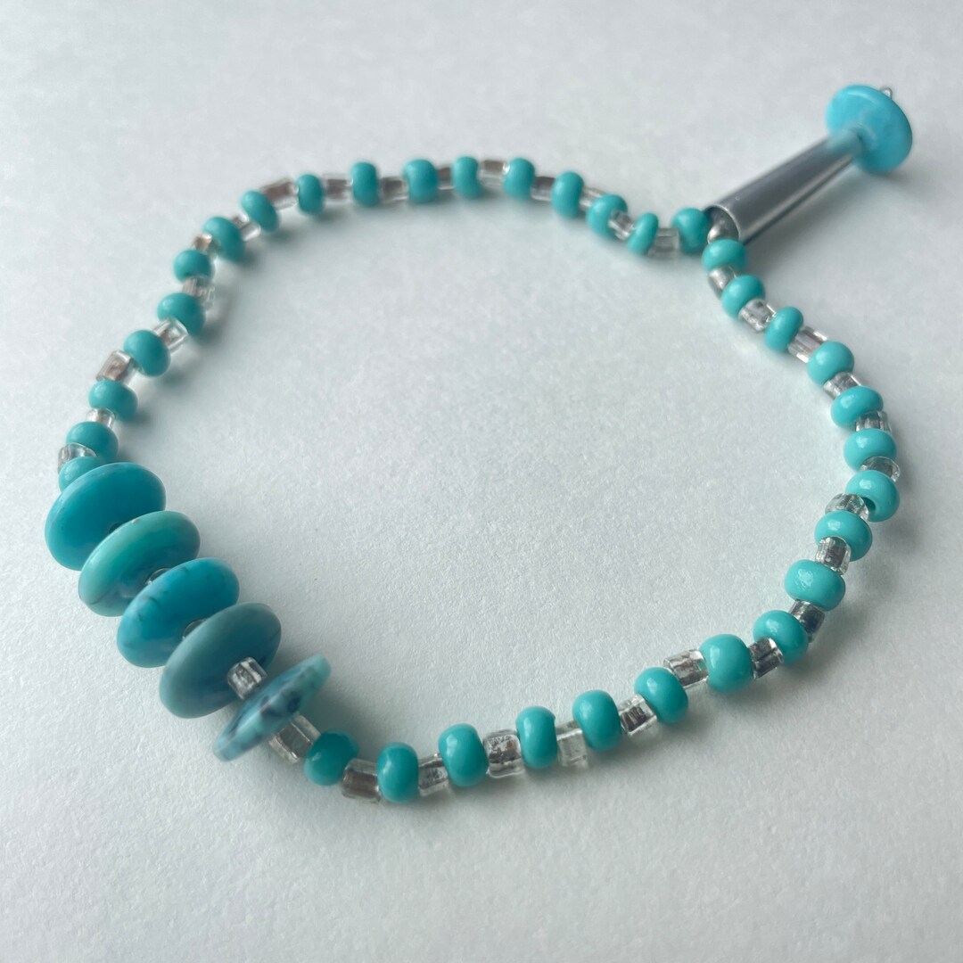Vintage Turqouise Stone Disc Bead Braclet Silver Native American - Etsy