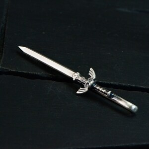 Zelda Master Sword Tie Clip Zelda Geek Nerd Mens 925 Silver Cufflinks ...