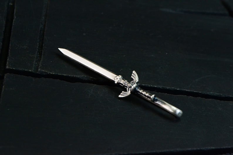 Zelda Master Sword Tie Clip Zelda Geek Nerd Mens 925 Silver Cufflinks ...