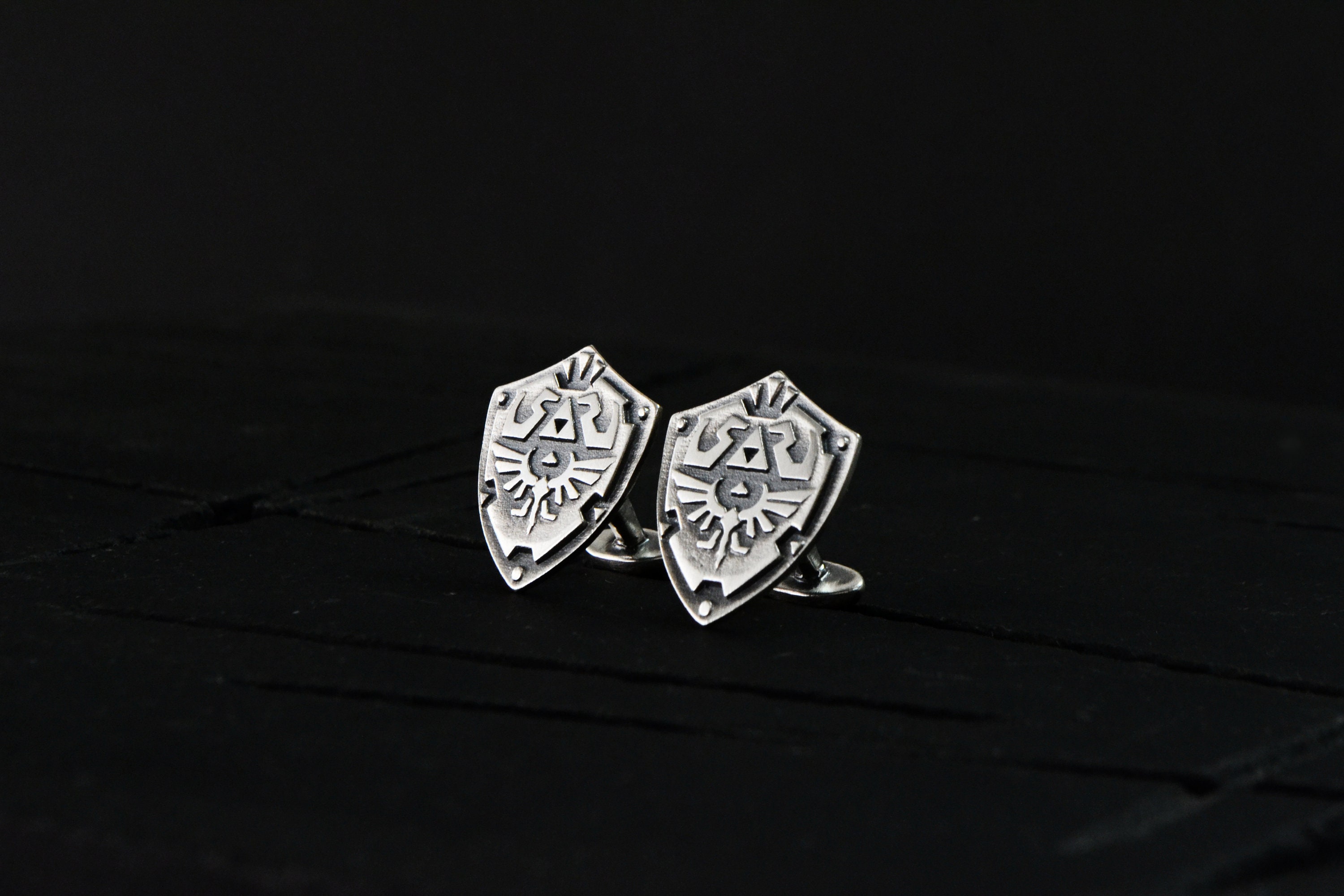 Zelda Hylian Shield Cufflinks, Zelda Mens 925 Silver Cufflinks Tie Bar ...