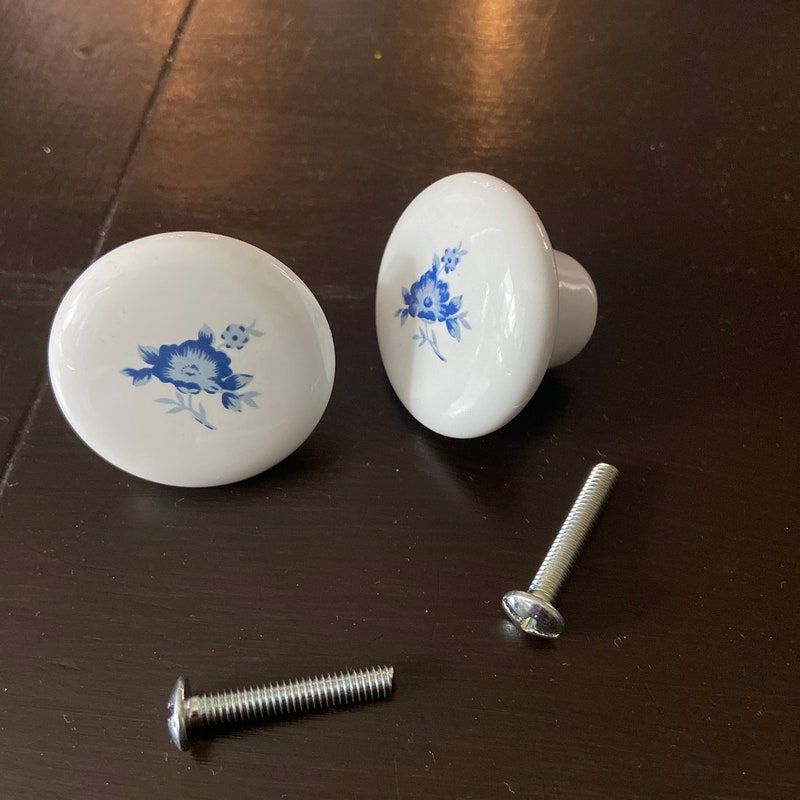 Blue Porcelain Knobs - Etsy