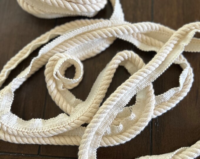 Off White Cotton Twisted 3/8" Cord With Lip Trim BY THE YARD, Piping ...